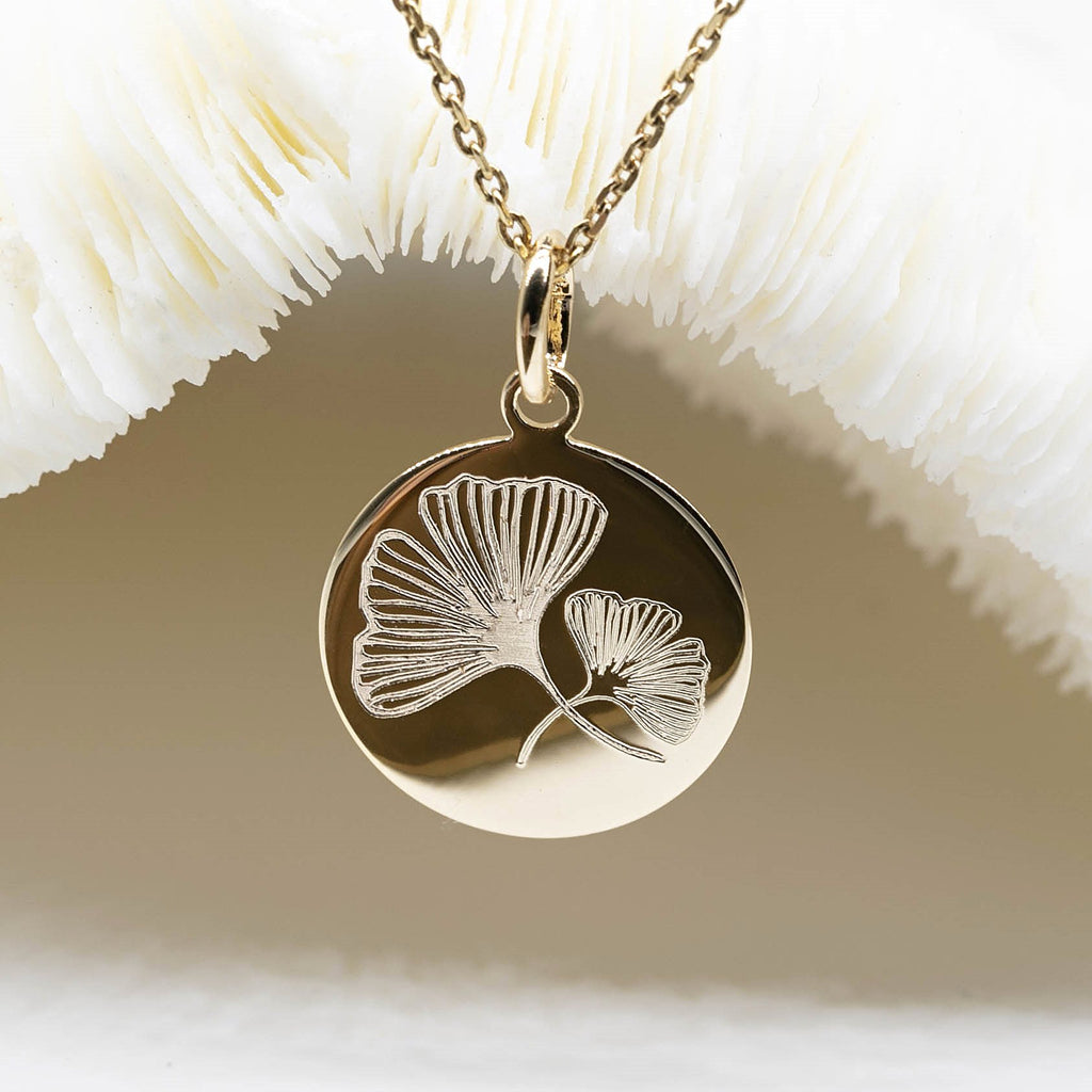 Collier Ginkgo - pendentif feuille de ginkgo biloba – DeepStones
