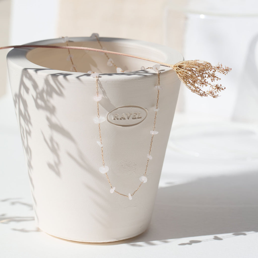 Collier quartz rose & plaqué or - bijou pierre naturelle - DeepStones ...